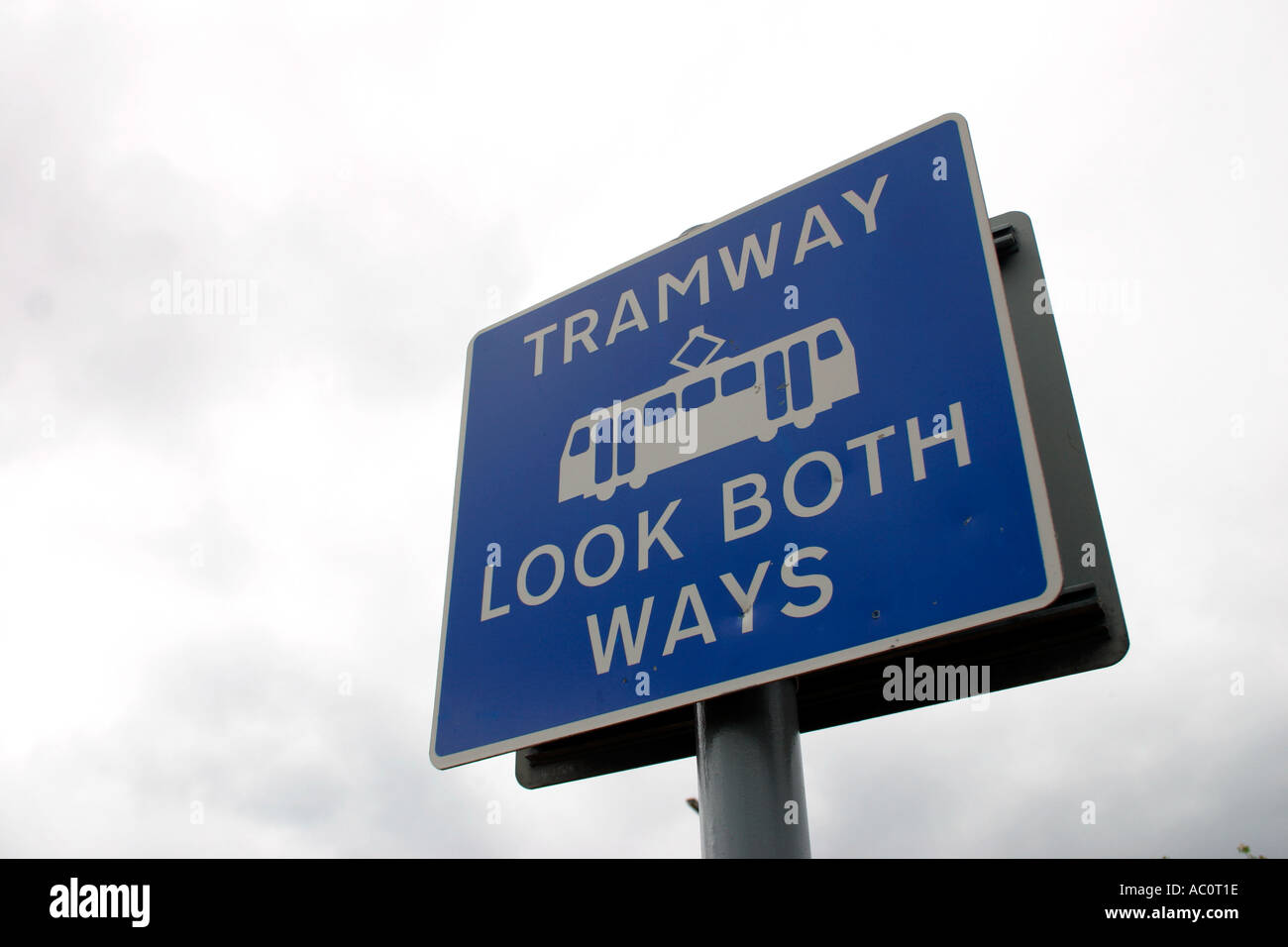 Tramway Look Both Ways Sign Stock Photo - Alamy