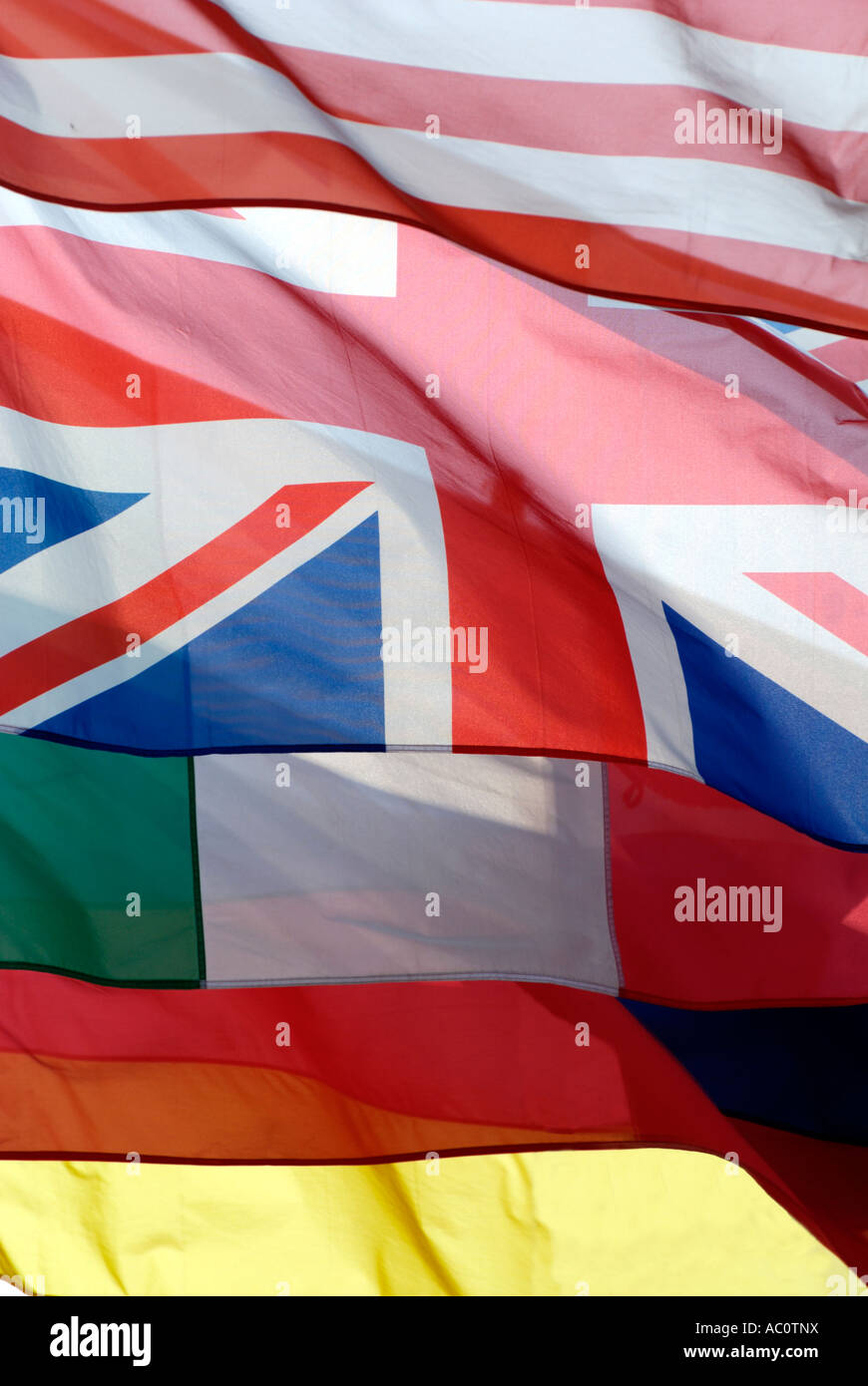 national flags fluttering Stock Photo - Alamy