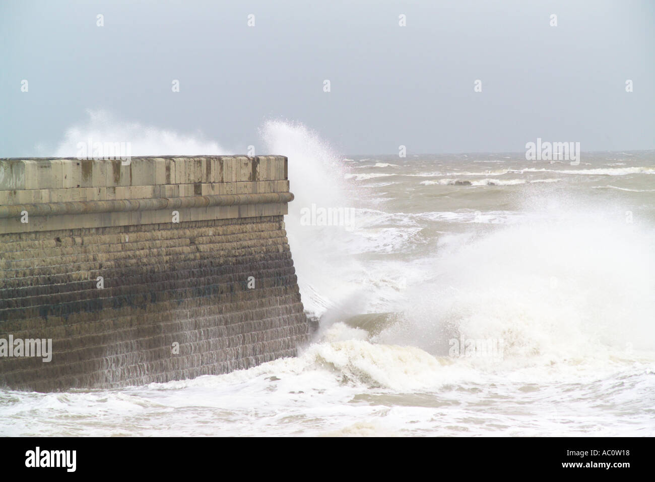 Easterly winds bring rough seas to Ramsgate Harbour Kent Stock Photo ...