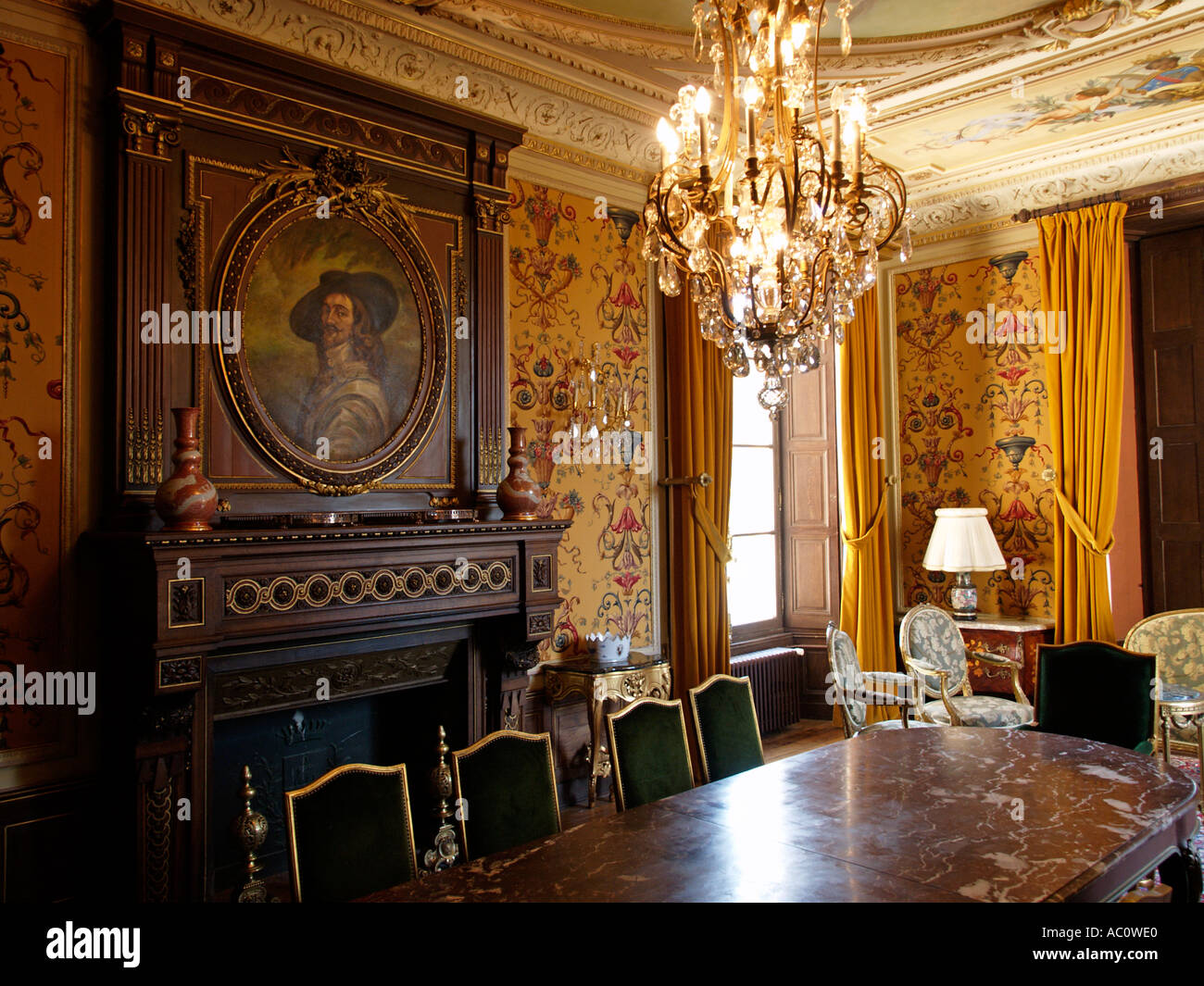 The 19th century room in Chateau de Bligny a Champagne making chateau ...