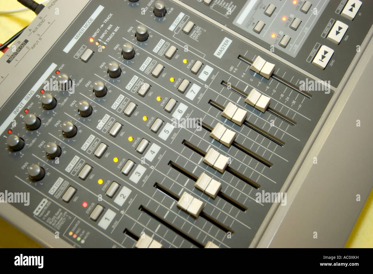 mixing desk as often found in a recording studio or home studio or ...