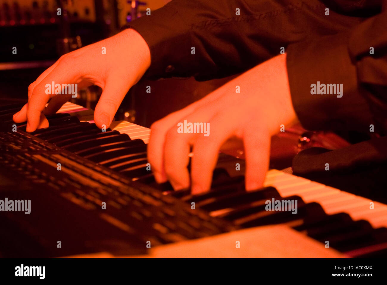 man playing electric organ at a jazz concert Stock Photo - Alamy