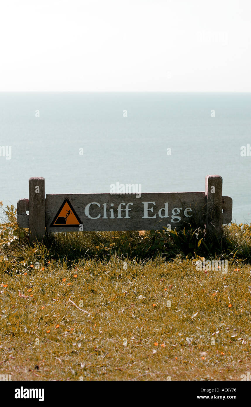 Cliff Edge warning sign Stock Photo - Alamy