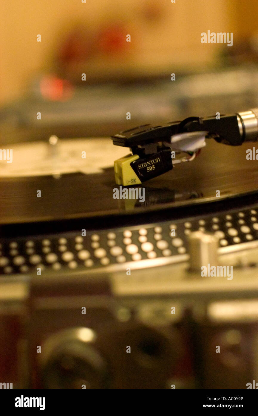 djs hand and record decks playing out music and mixing records Stock ...