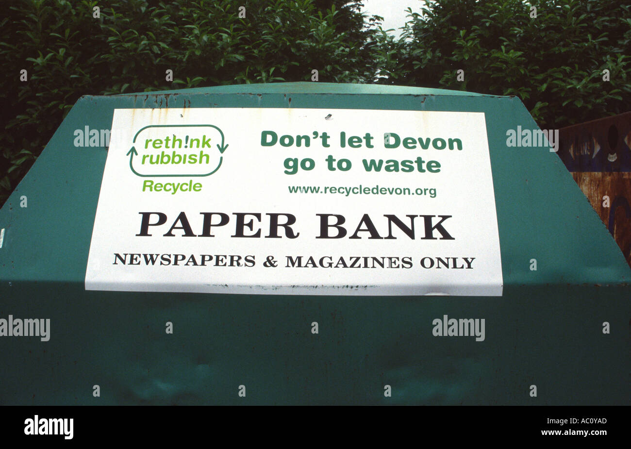 Recycling bottle bank in Devon England Stock Photo - Alamy