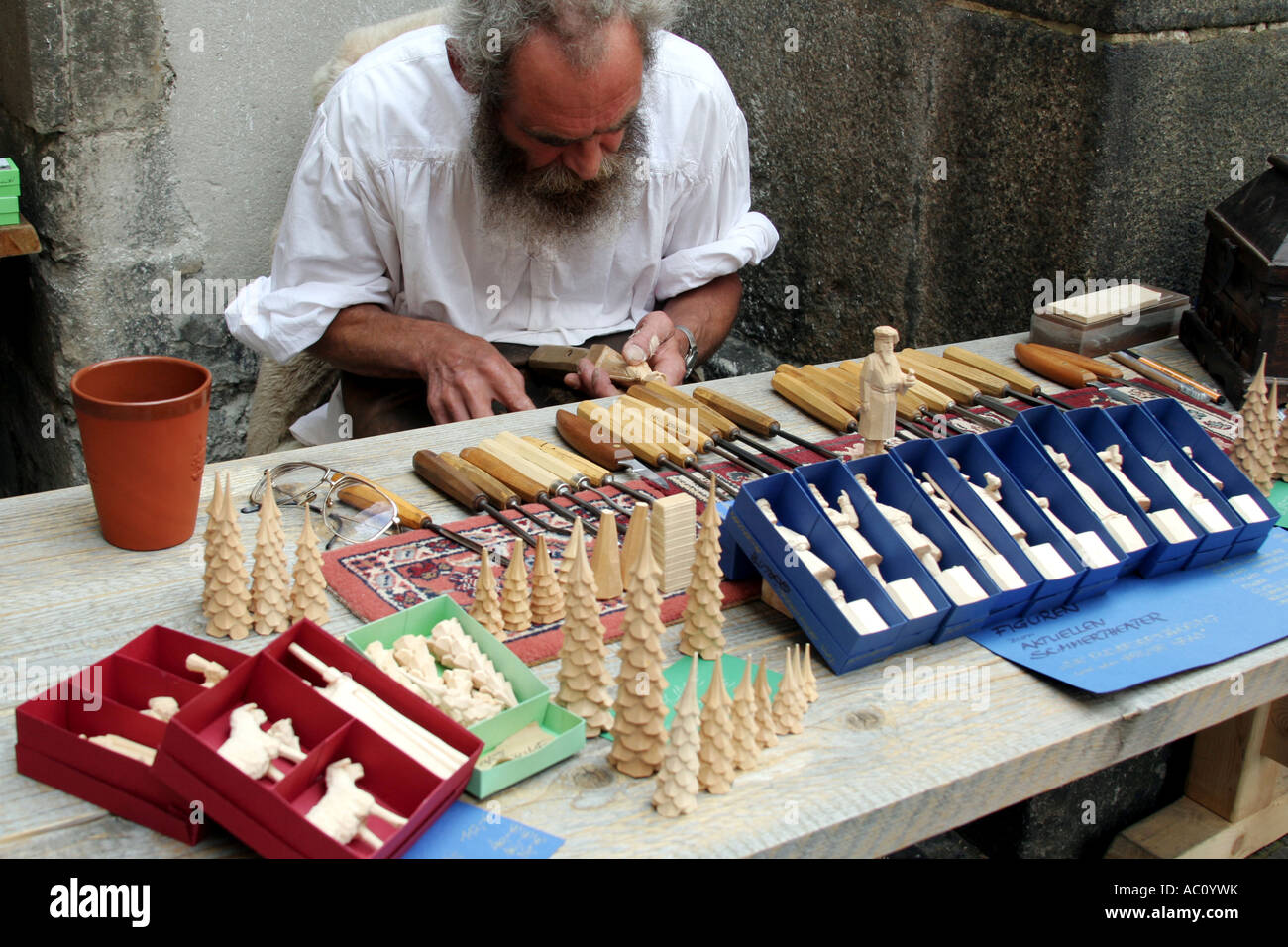 Carpenter woodworker craftsman street artist, Gorlitz, Saxony, Germany ...