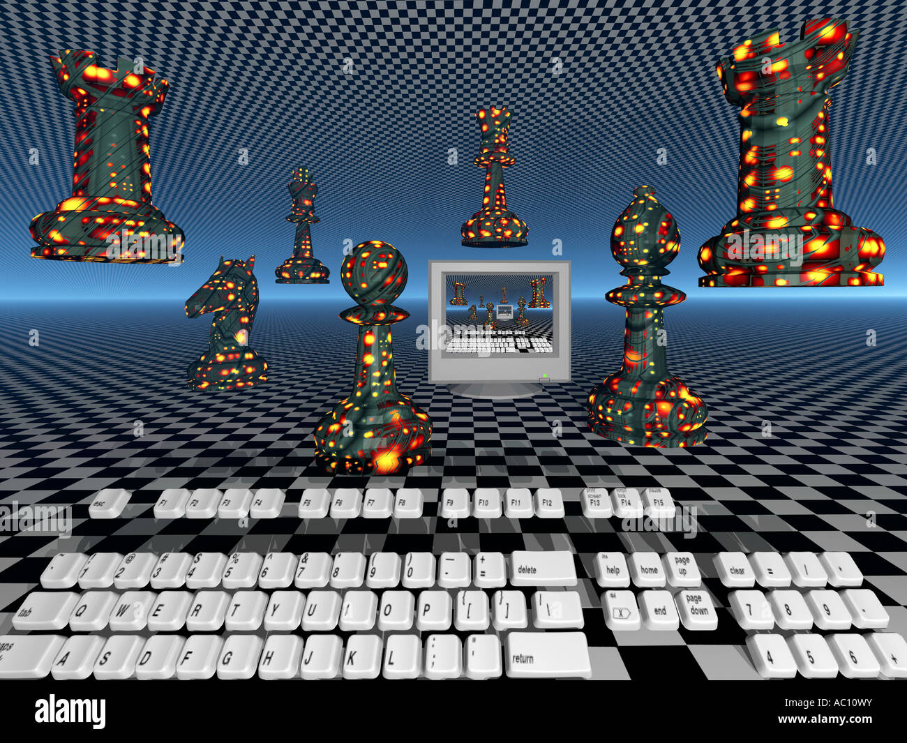 Conceptual 3D Computer Chess Game Stock Photo - Alamy