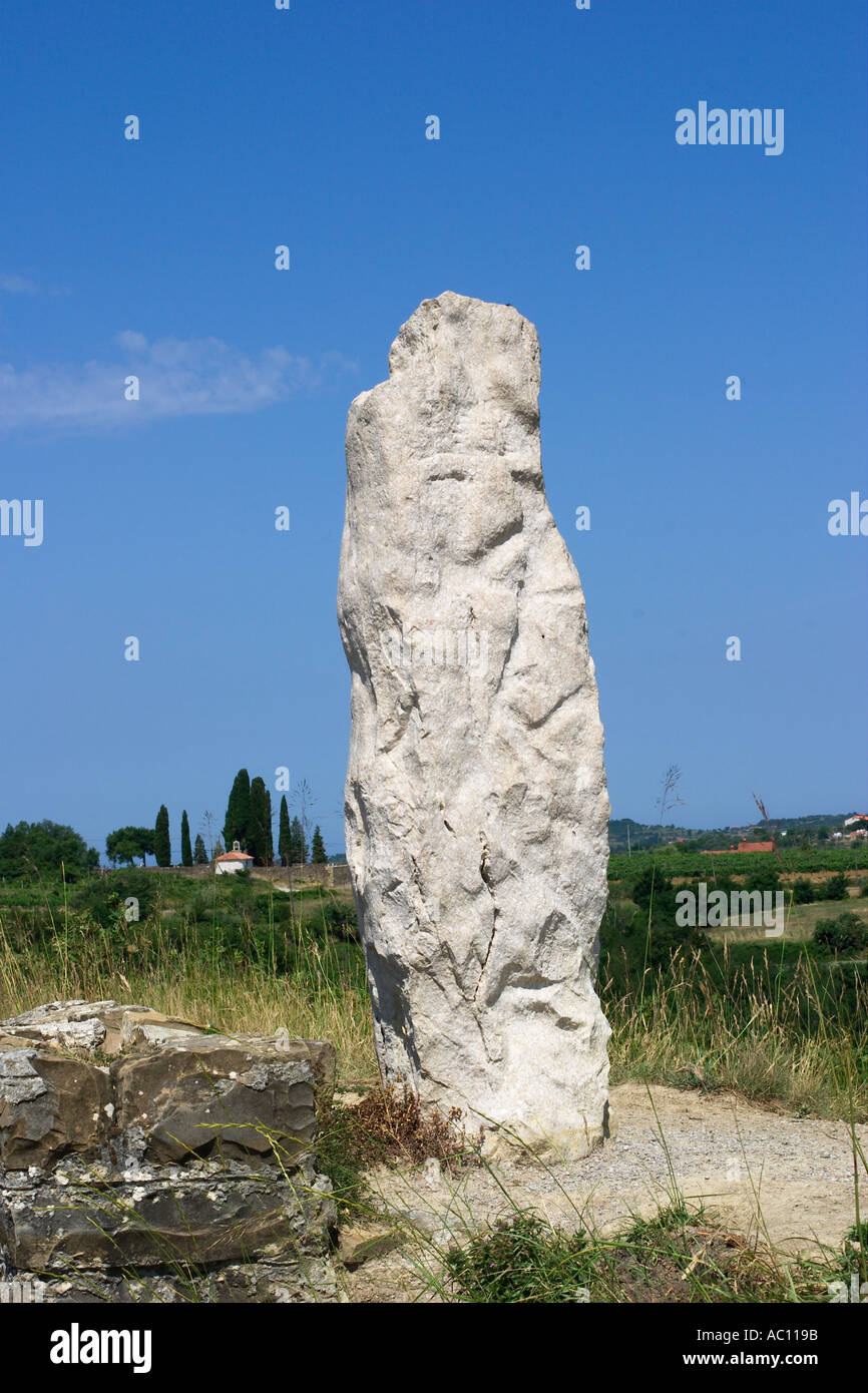 Celtic stone with the relief picture of a human figure in Krkavce in ...