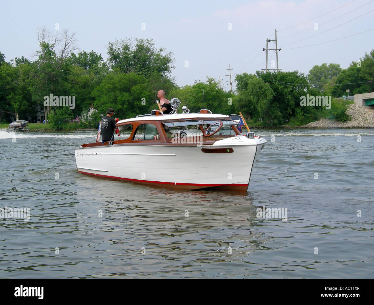 Vintage Wooden Motor Boat Stock Photo - Alamy
