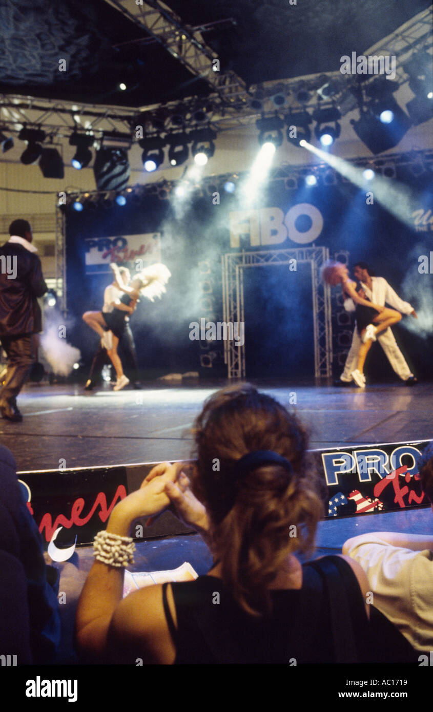 Stage show at fitness fair FIBO Essen 2000 Stock Photo - Alamy