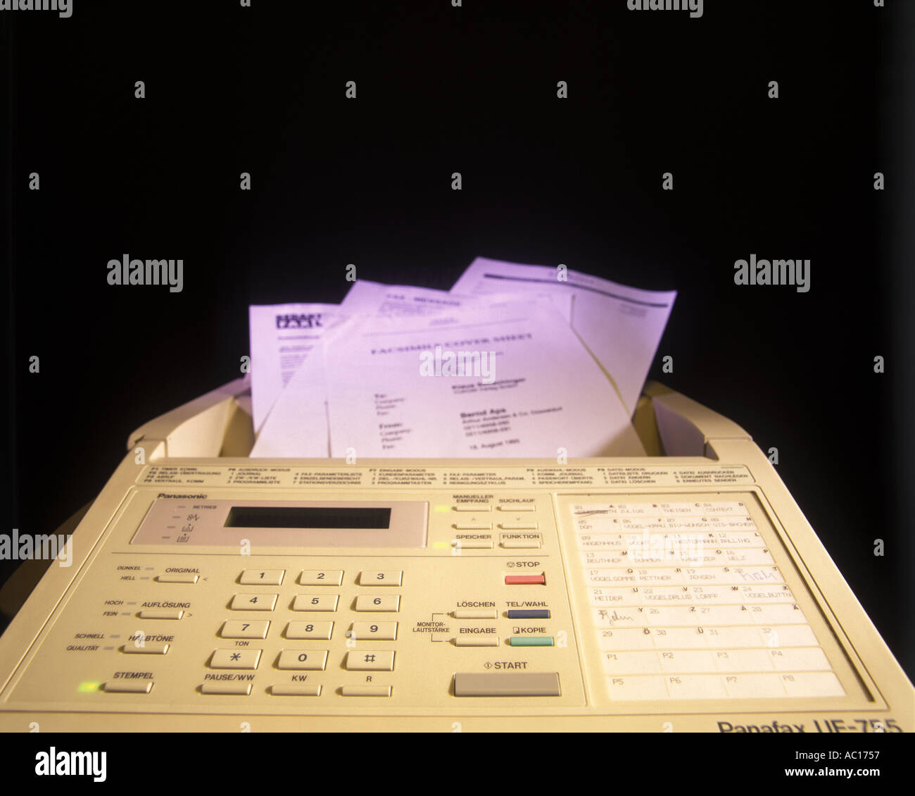 Advertisement in the fax machine Stock Photo - Alamy