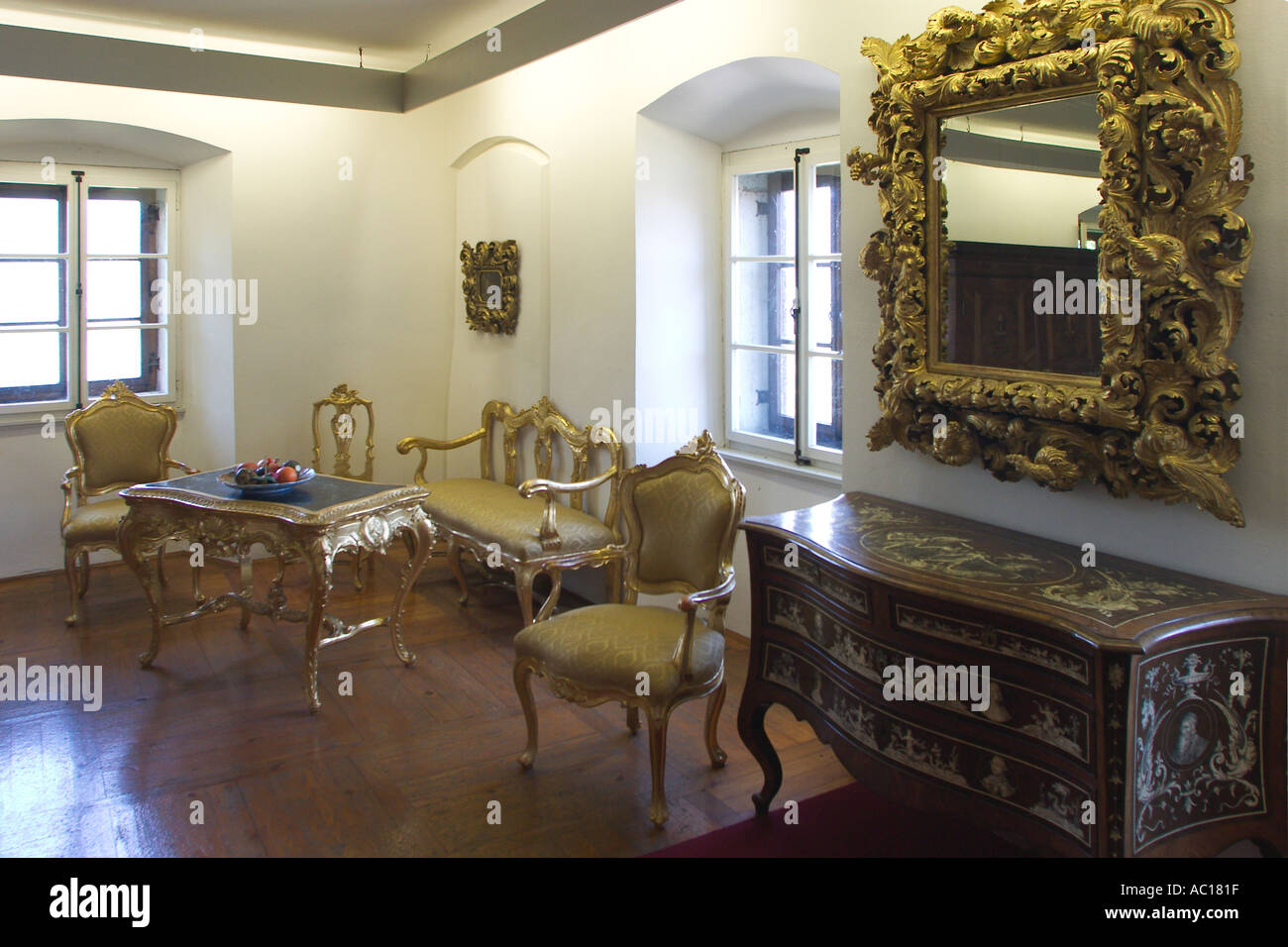 Period furniture in the Museum in the Bled castle Slovenia Stock Photo ...