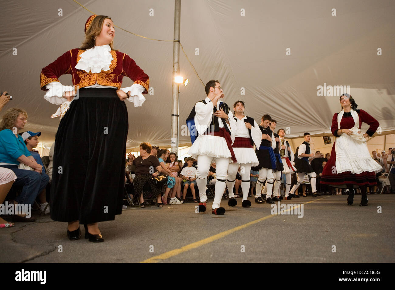 Traditional folk dancing troupe performing at Greek festival Syracuse ...