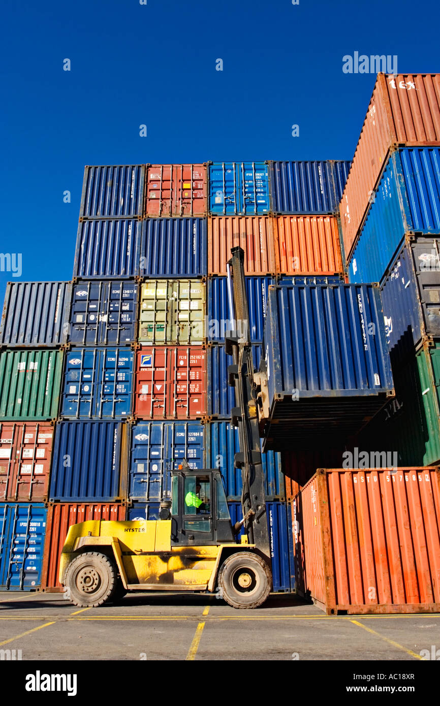 Shipping Industry / A Heavy Lift Forklift at work in a Container Depot ...