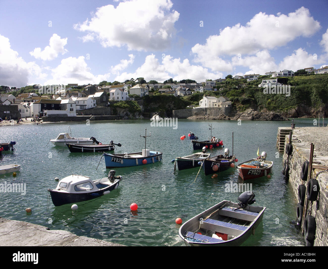 Gorran Haven from the harbour wall Stock Photo - Alamy