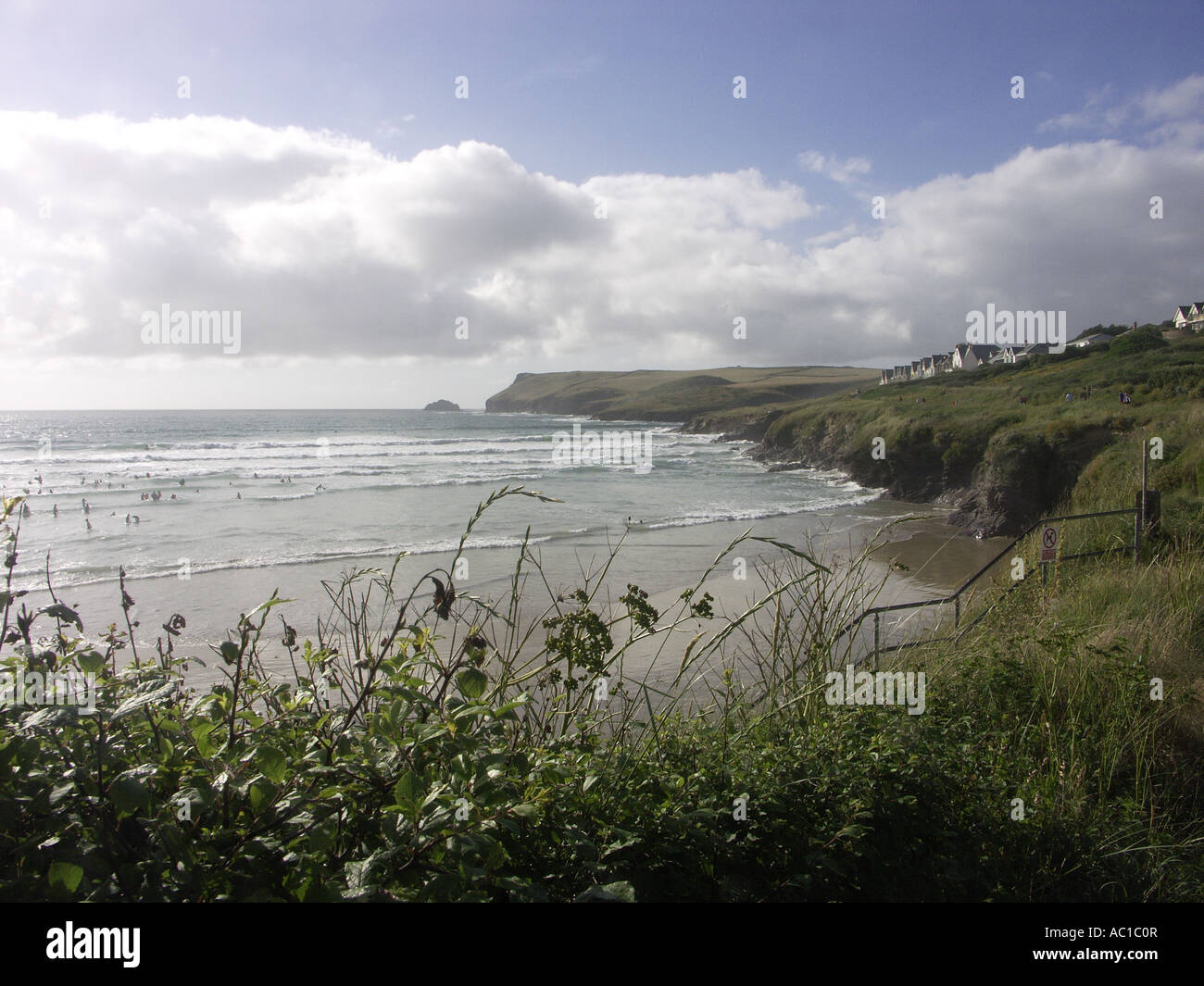 Polzeath beach looking towards Pentire Point Stock Photo - Alamy