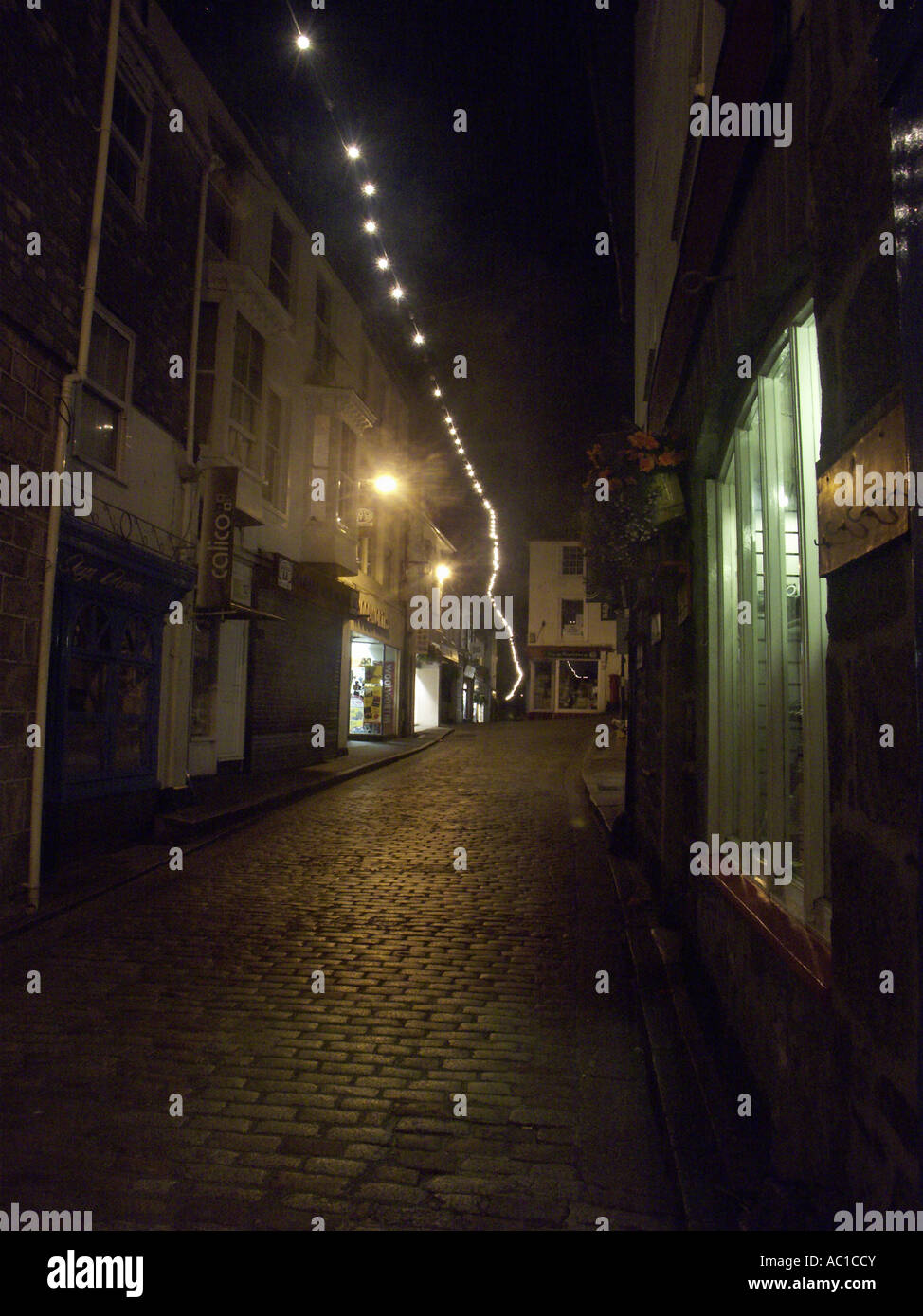 Fore Street in St Ives at night Stock Photo - Alamy