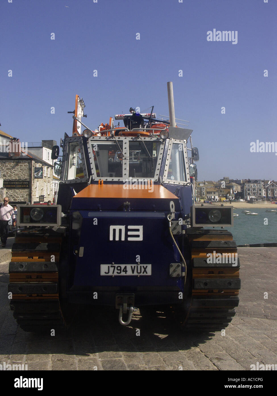The St Ives lifeboat tractor on the lifeboat station slipway Stock ...