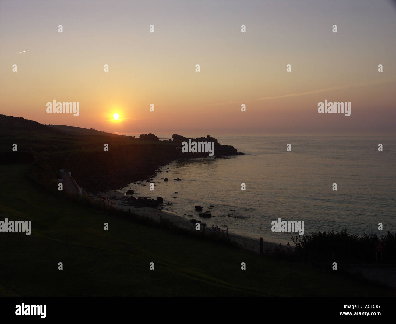 Sunset from above Portminster beach, St Ives Stock Photo - Alamy