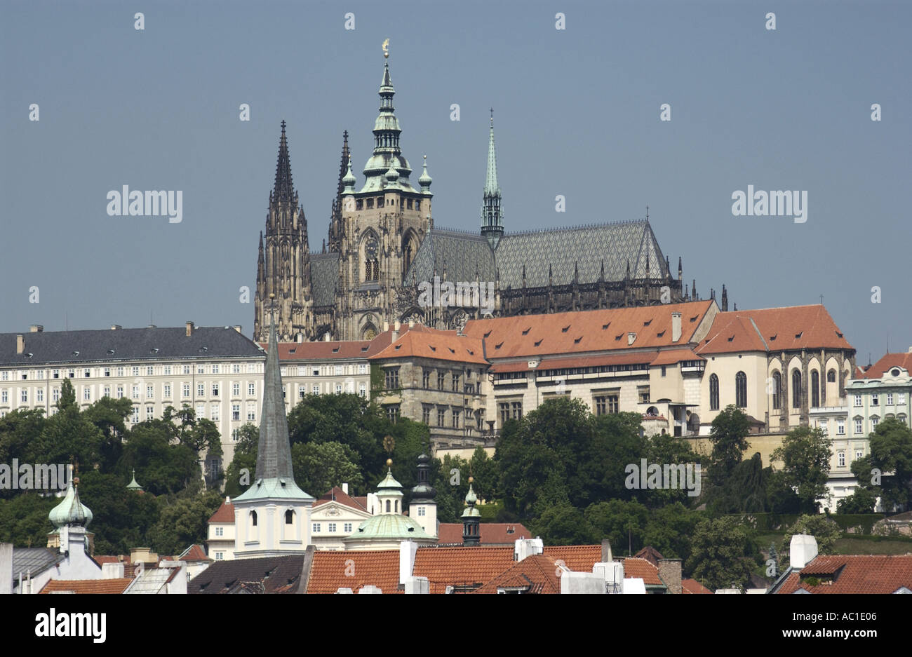 Prague Castle and St George Basilica in the city of Prague in the Czech ...