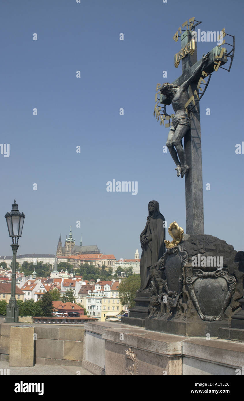 Statues on Charles Bridge in Prague in the Czech Republic Stock Photo ...