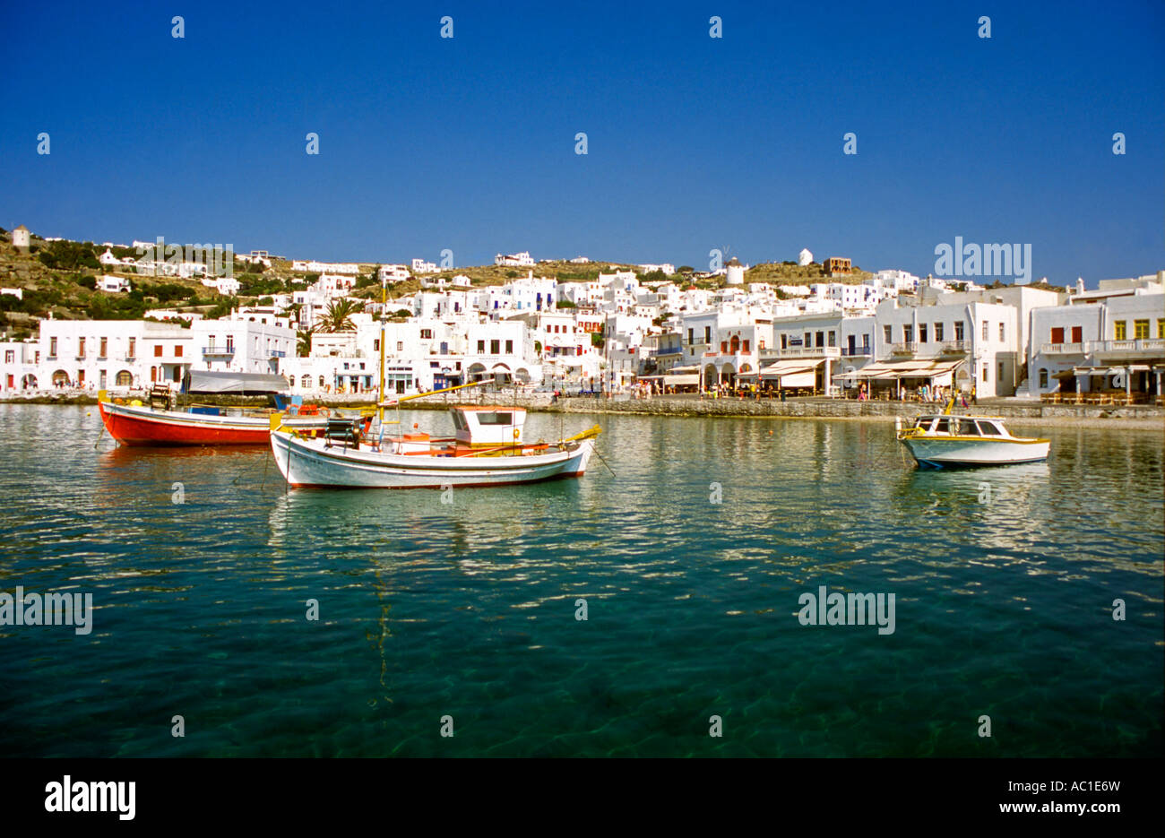 Mykonos Harbour Greek Cyclades Island Greece Stock Photo - Alamy