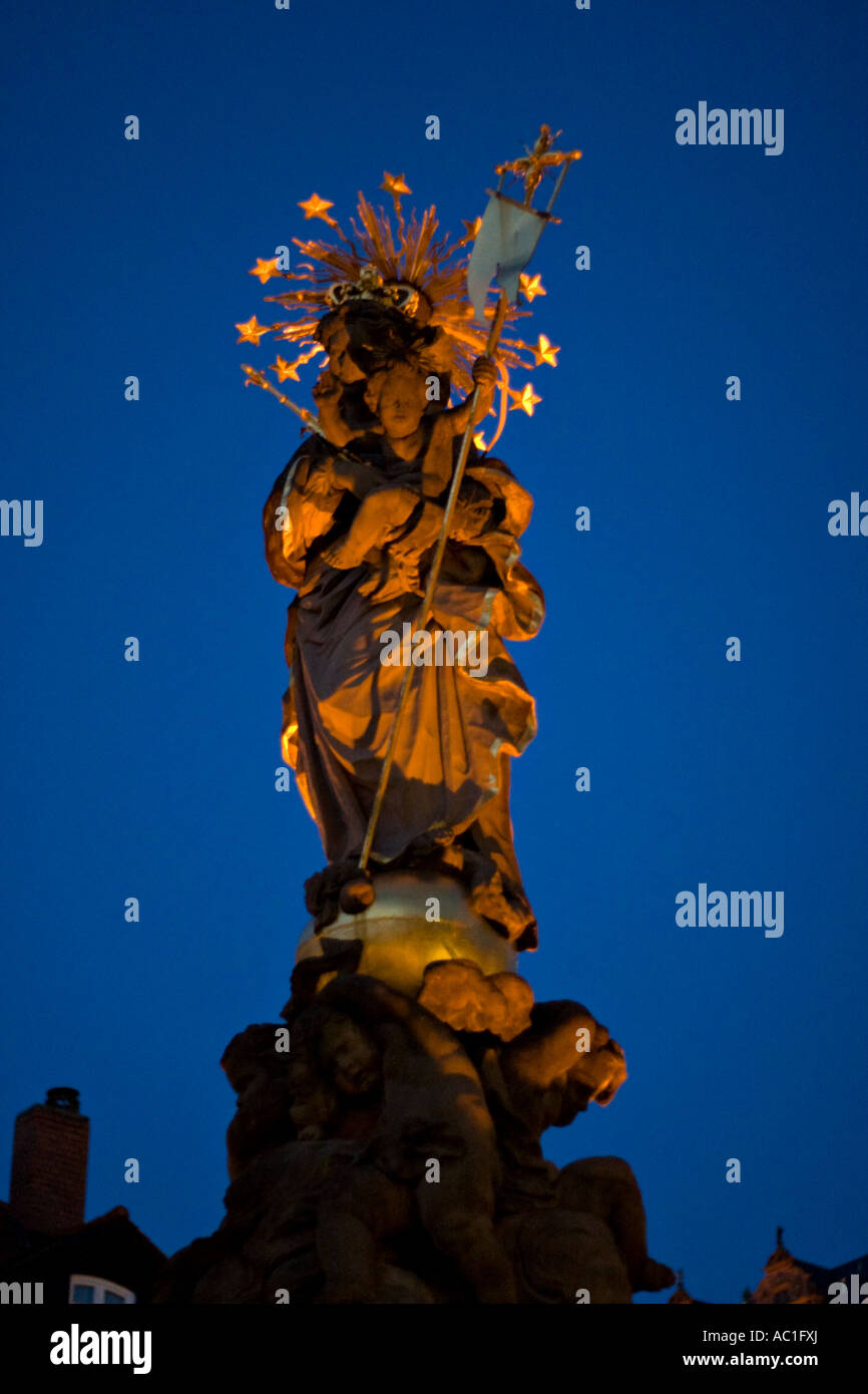 virgin Mary statue on Korn Markt (grain market) Heidelberg Germany ...