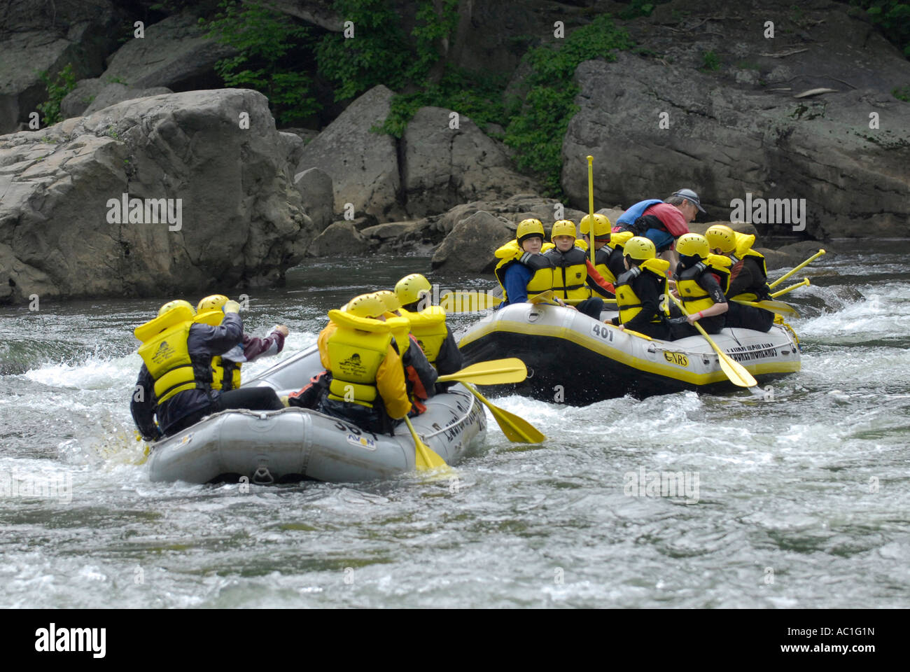 White water rafting on the Younghiogheny River in the Ohiopyle State ...