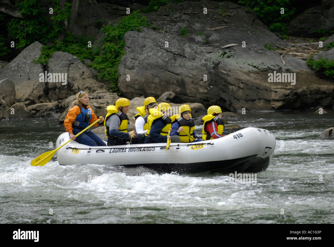 White water rafting on the Younghiogheny River in the Ohiopyle State ...