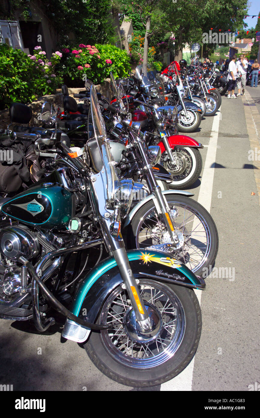 Harley Davidson Motorcycles at the french town of Grimaud near St ...
