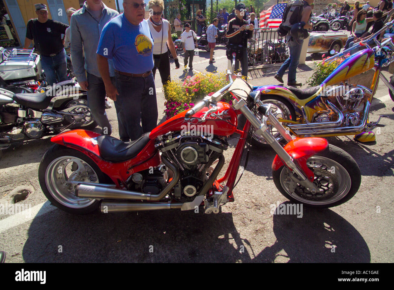 Custom Harley Davidson Motorcycles at the french town of Grimaud near ...