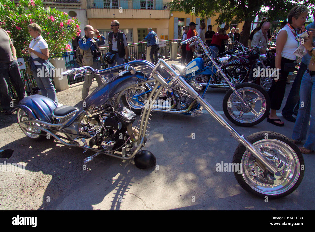Custom Harley Davidson Motorcycles at the french town of Grimaud near ...