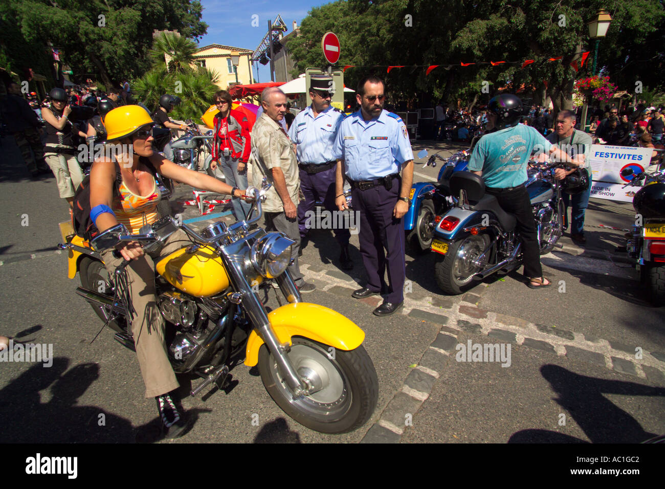 Custom Harley Davidson Motorcycles at the french town of Grimaud near ...