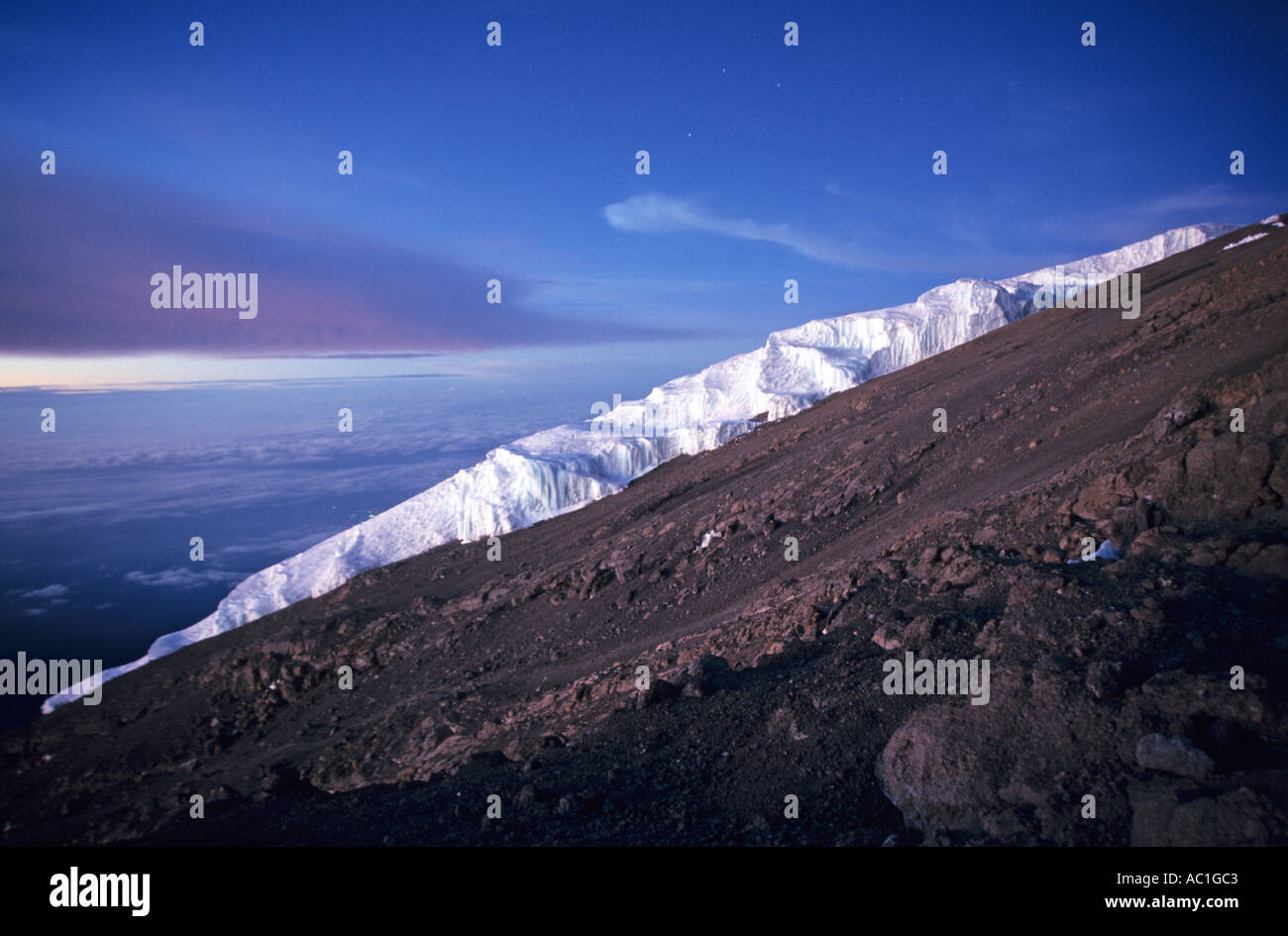 Kilimanjaro, 5895m, Rebmann Glacier seen from Point Stella at 5685 m ...