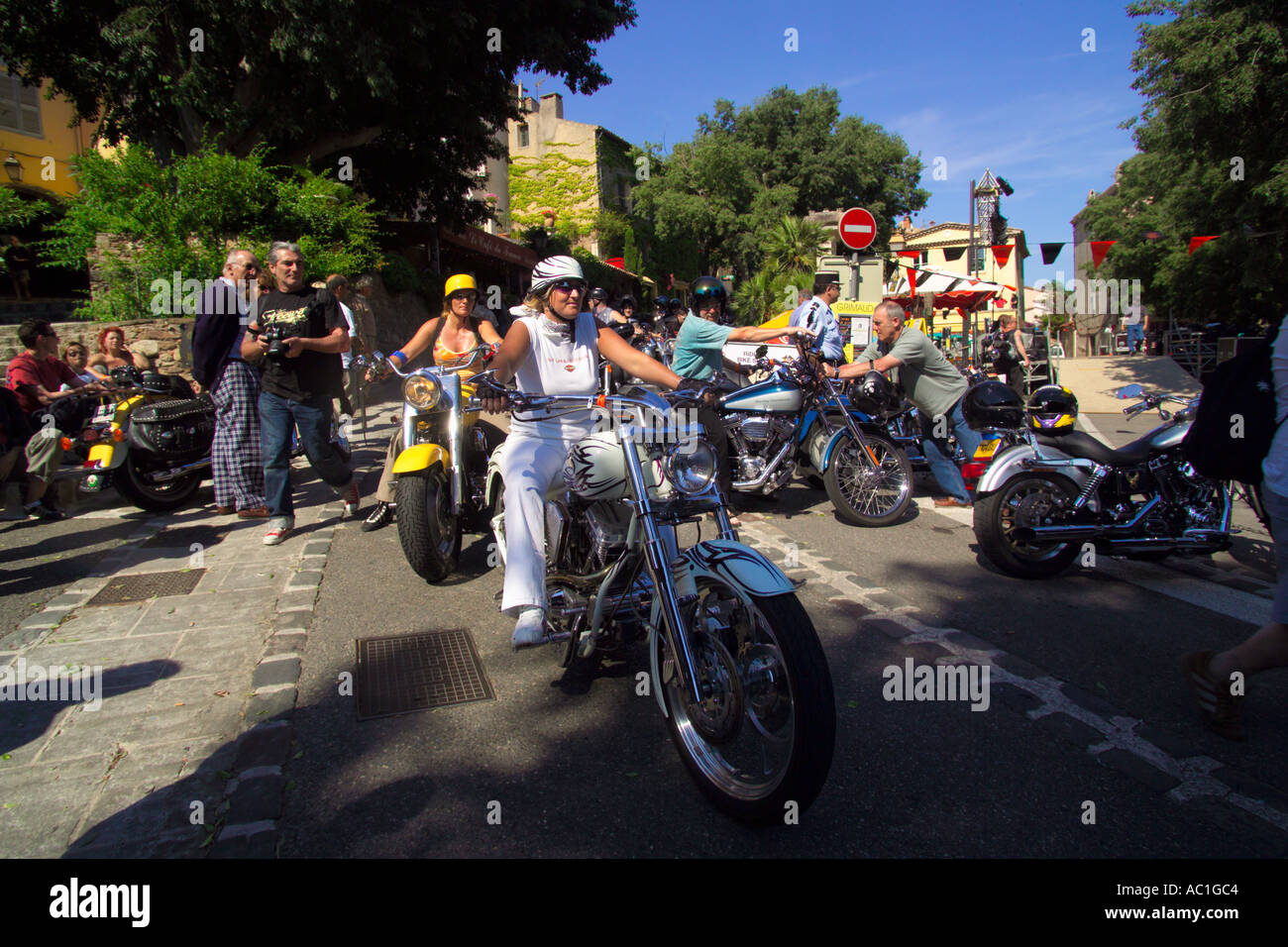 Custom Harley Davidson Motorcycles at the french town of Grimaud near ...