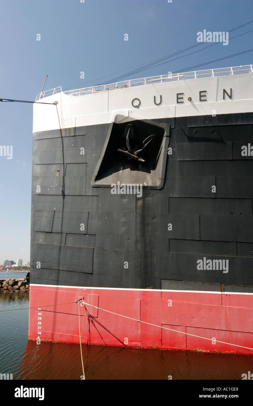 Royal Mail Steamer RMS Queen Mary Long Beach California Bow of ship ...