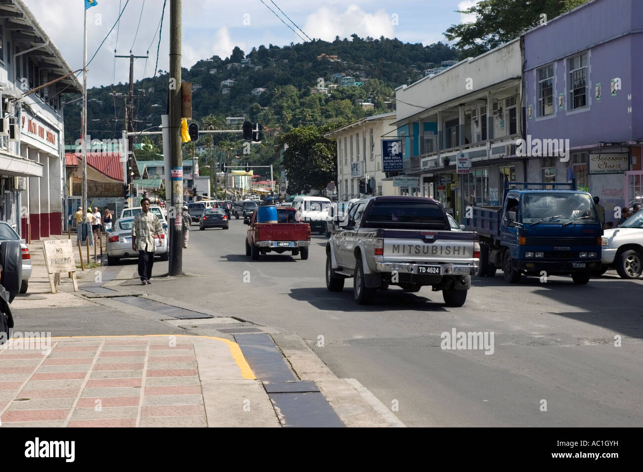 Busy Road in Castries, St Lucia Stock Photo - Alamy