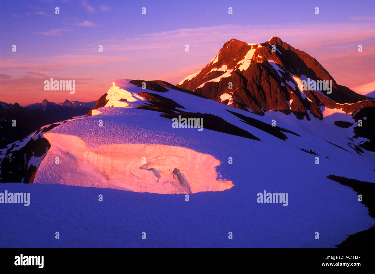 Evening light on Whatcom Peak from Easy Ridge North Cascades National ...