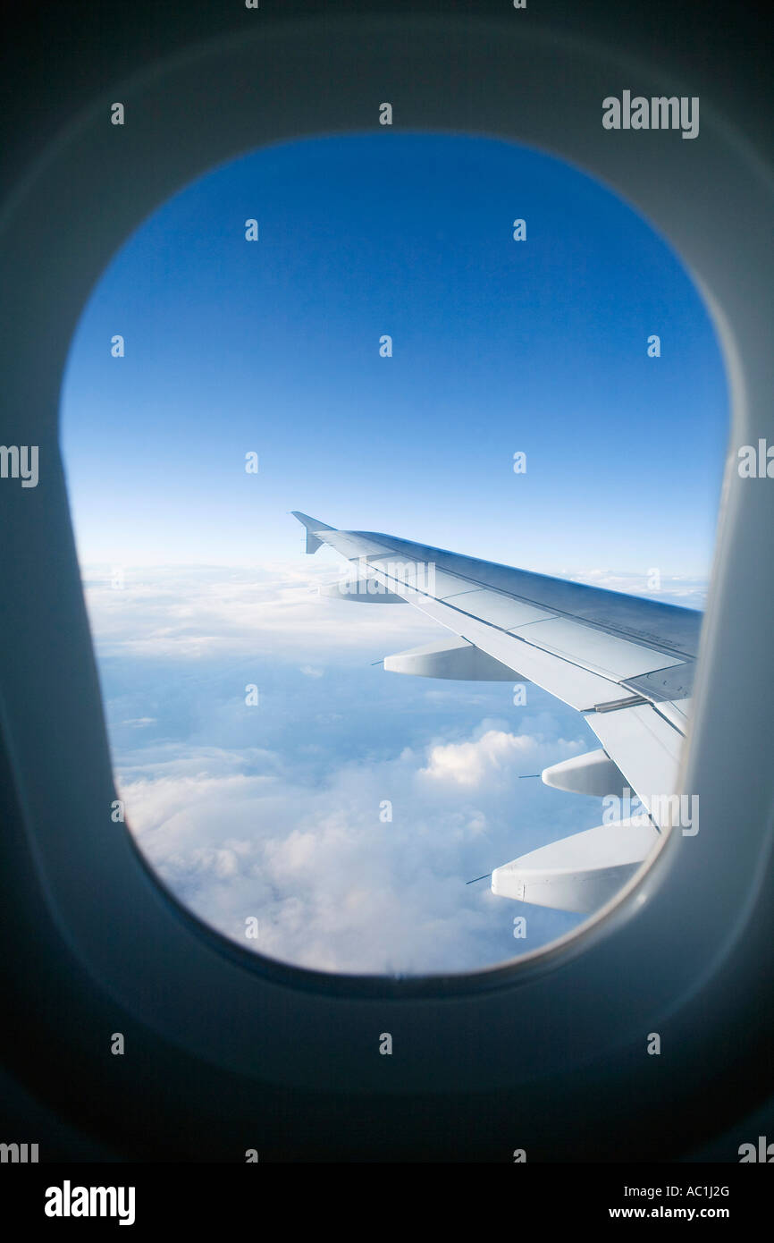 View out of aircraft, aerofoil Stock Photo - Alamy