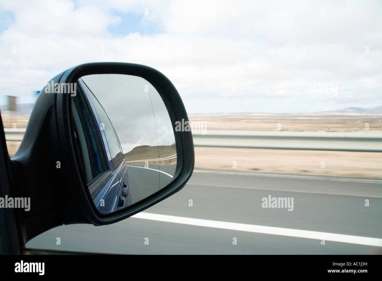 Spain, Fuerteventura, rear view mirror Stock Photo - Alamy