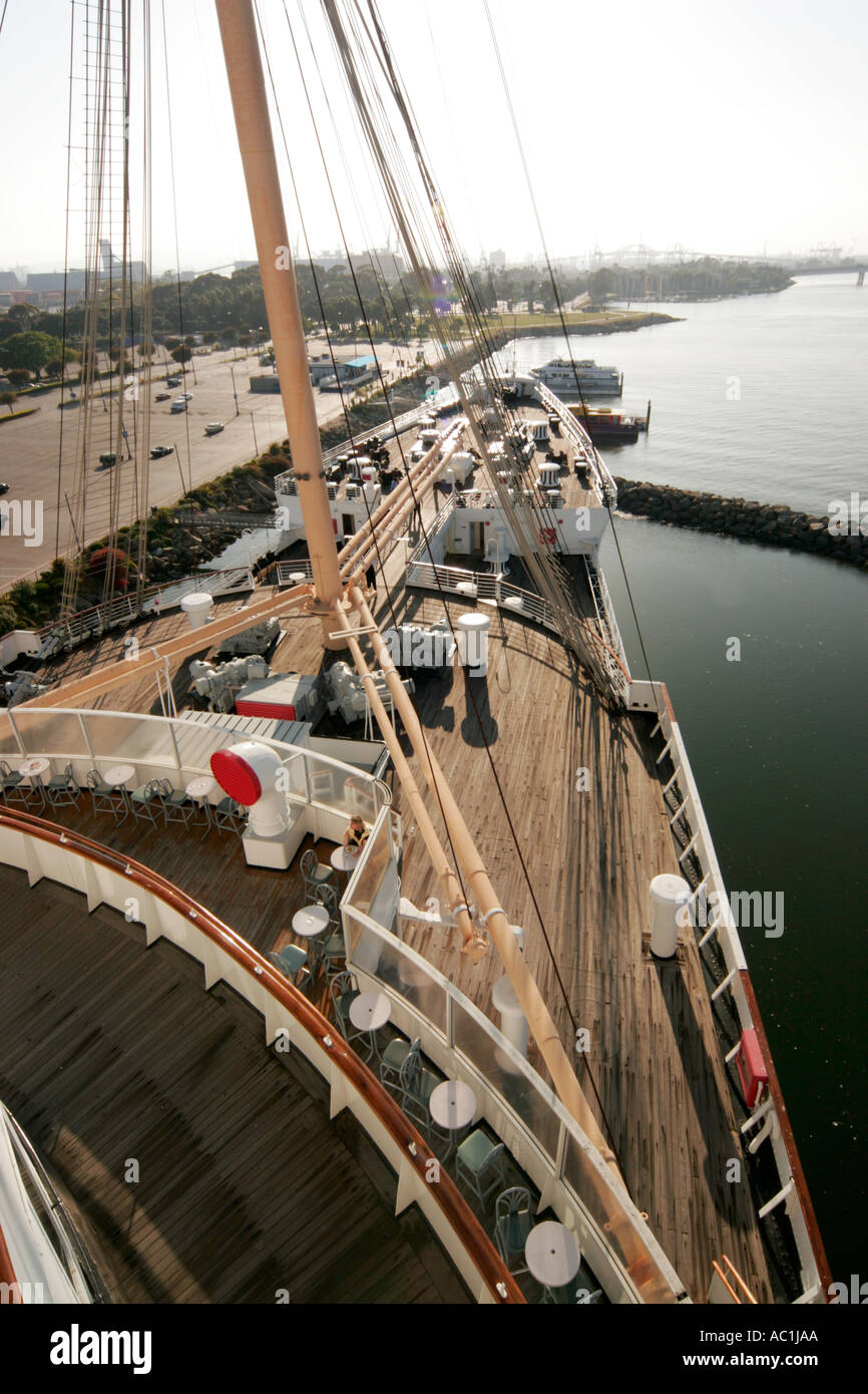 Royal Mail Steamer RMS Queen Mary Long Beach California View of bow ...