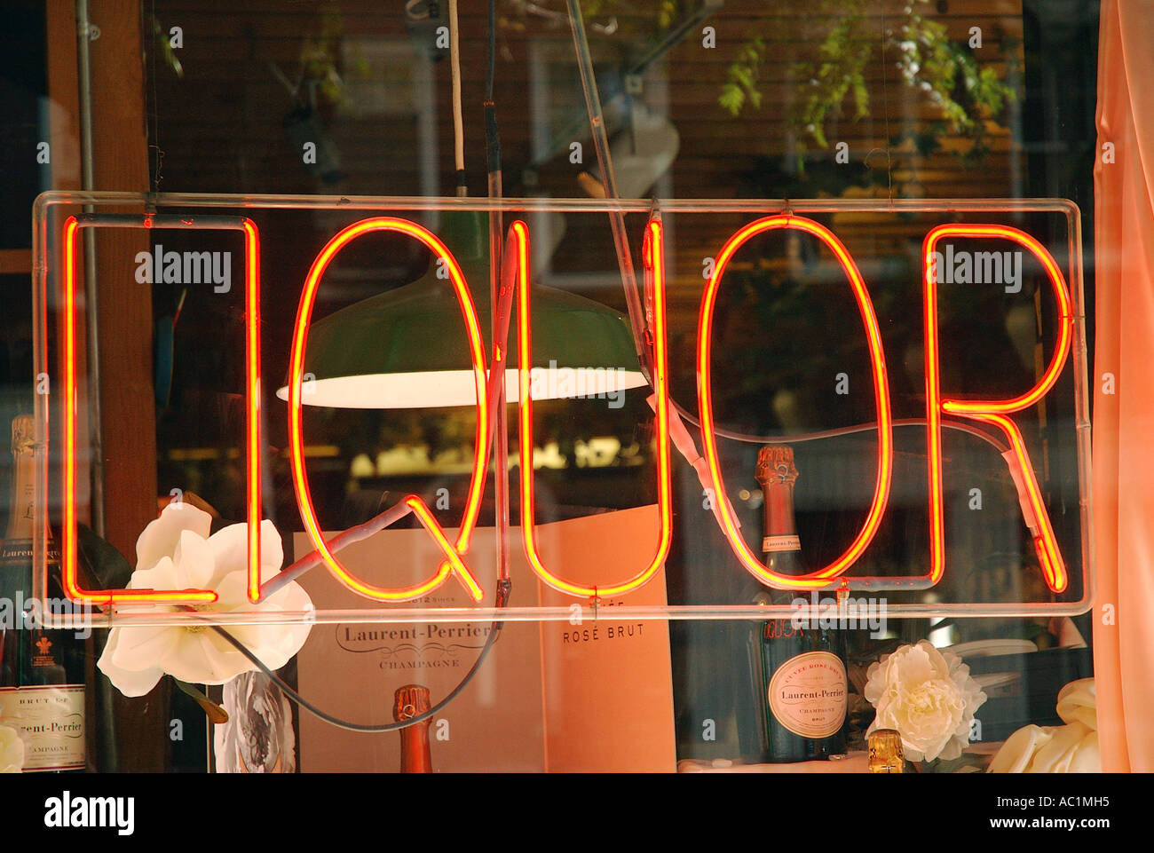neon sign New York shop window Stock Photo - Alamy