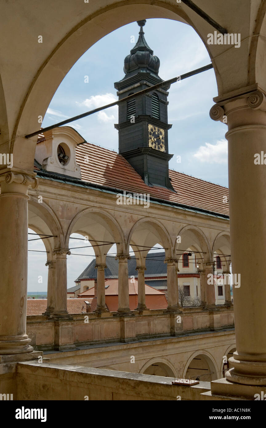 Arcade of the Renaissance style castle in Litomysl (Czech Stock Photo ...