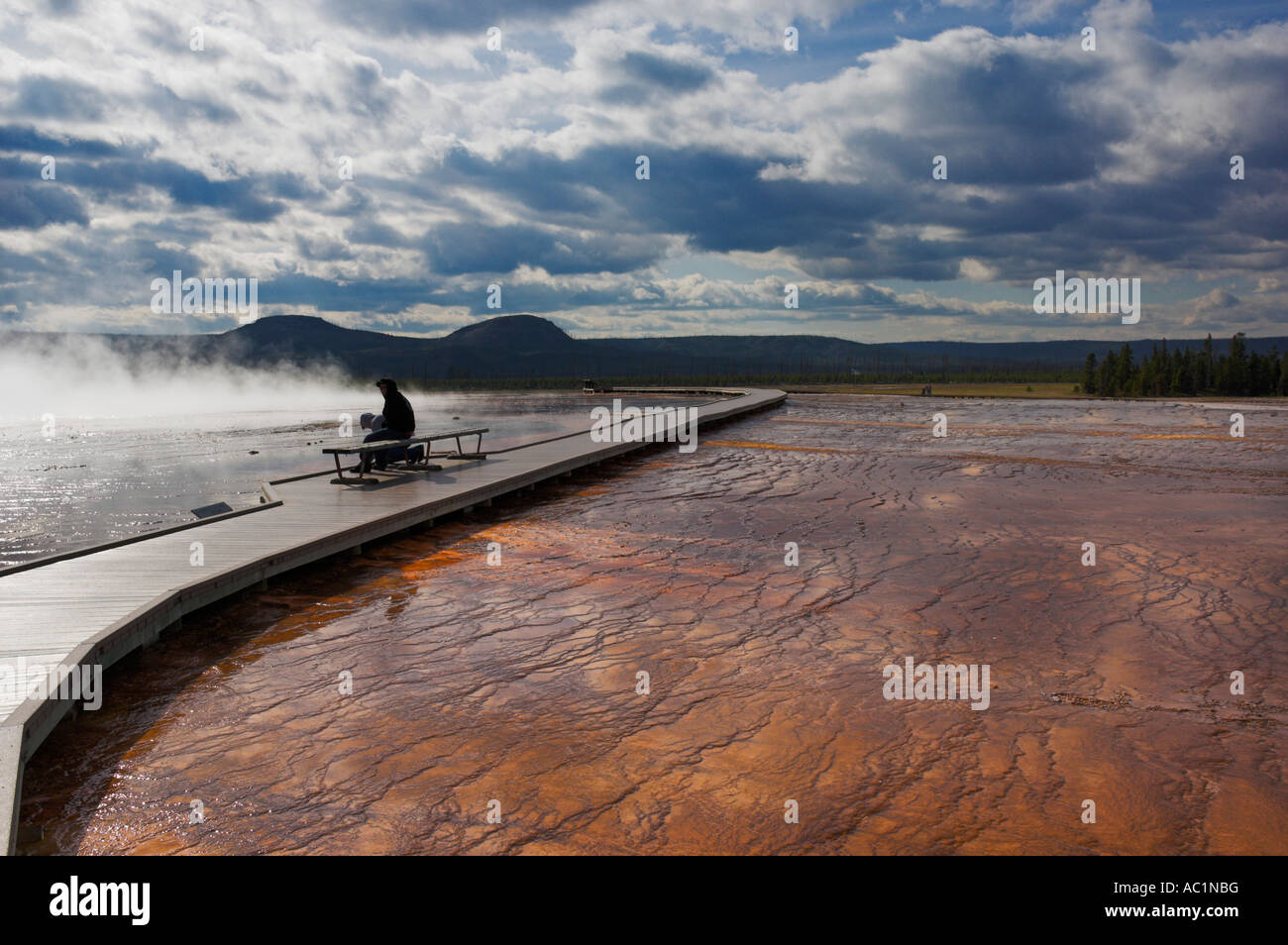 Boardwalk at Grand Prismatic Spring Midway Geyser Basin Yellowstone ...