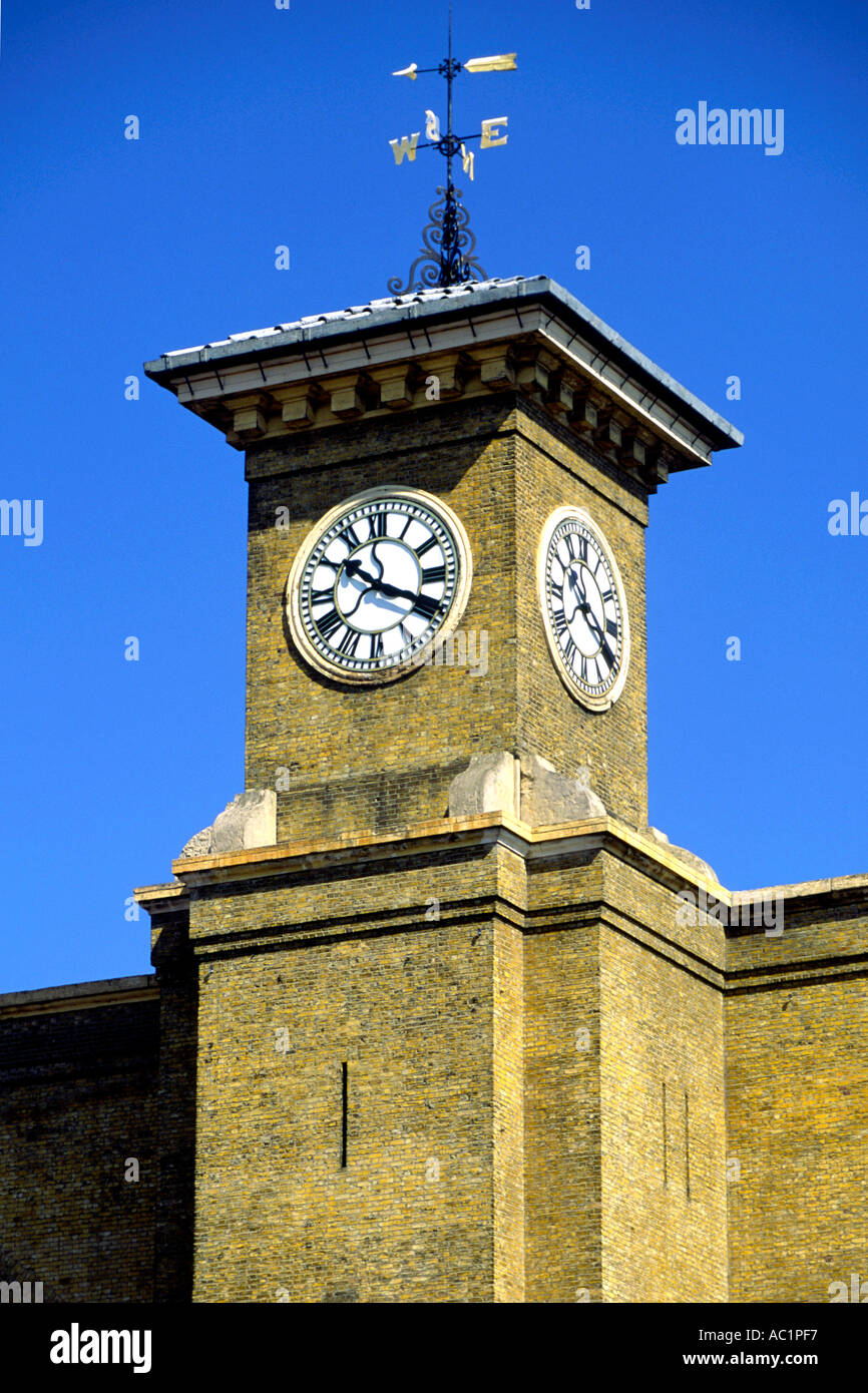 The Victorian-era clock tower at Kings Cross station in north London ...