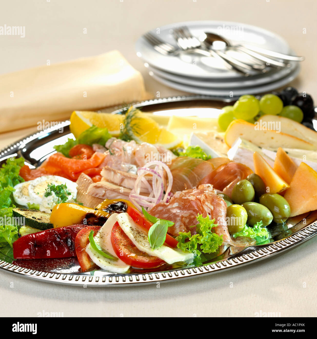 Various starters on plate Stock Photo - Alamy