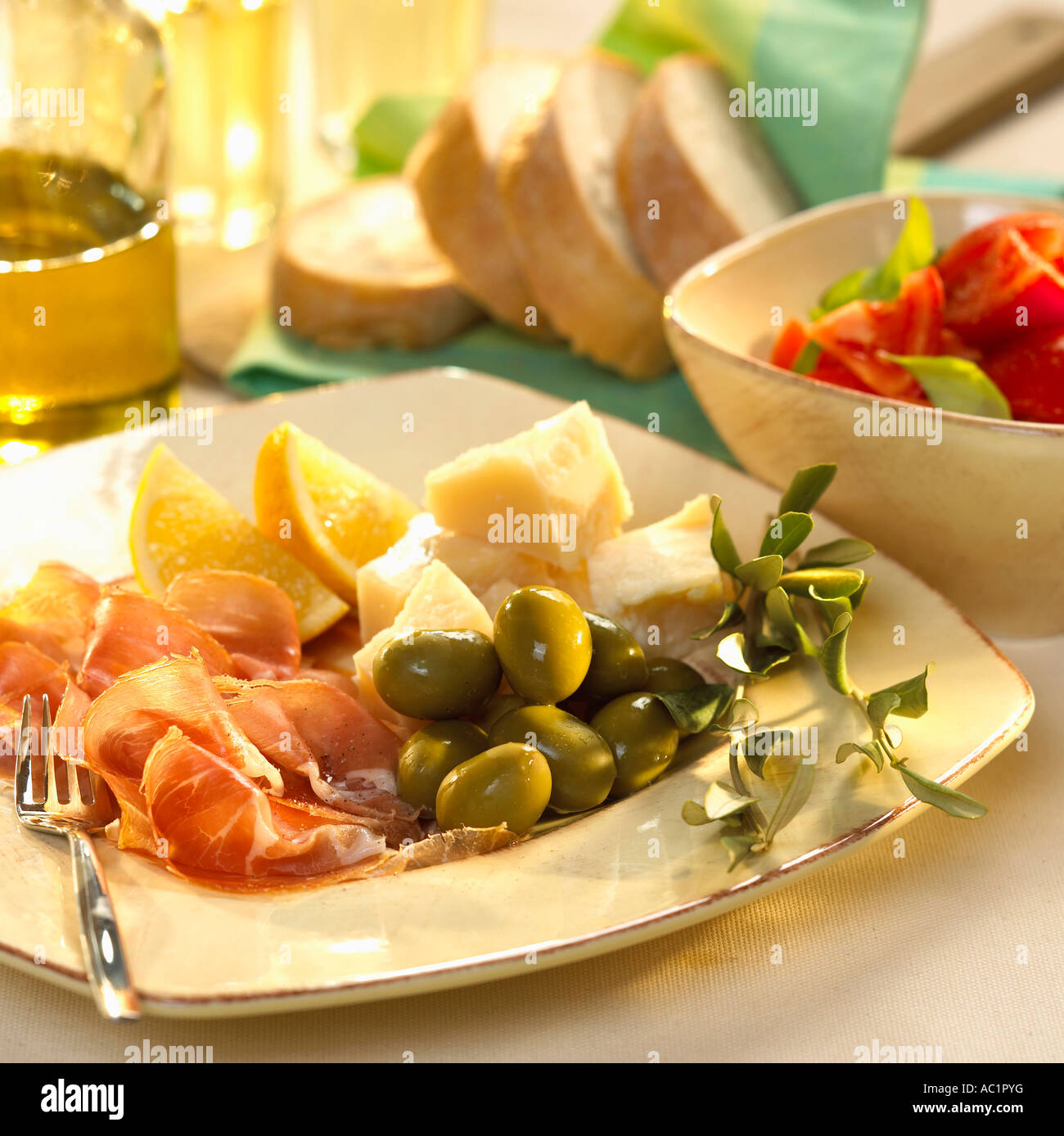 Italien starters on plate Stock Photo - Alamy