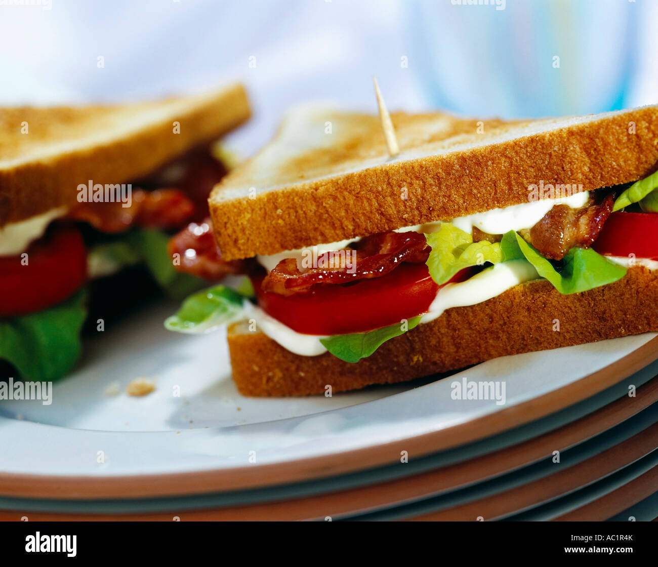 Toast with bacon, lettuce and tomato Stock Photo - Alamy