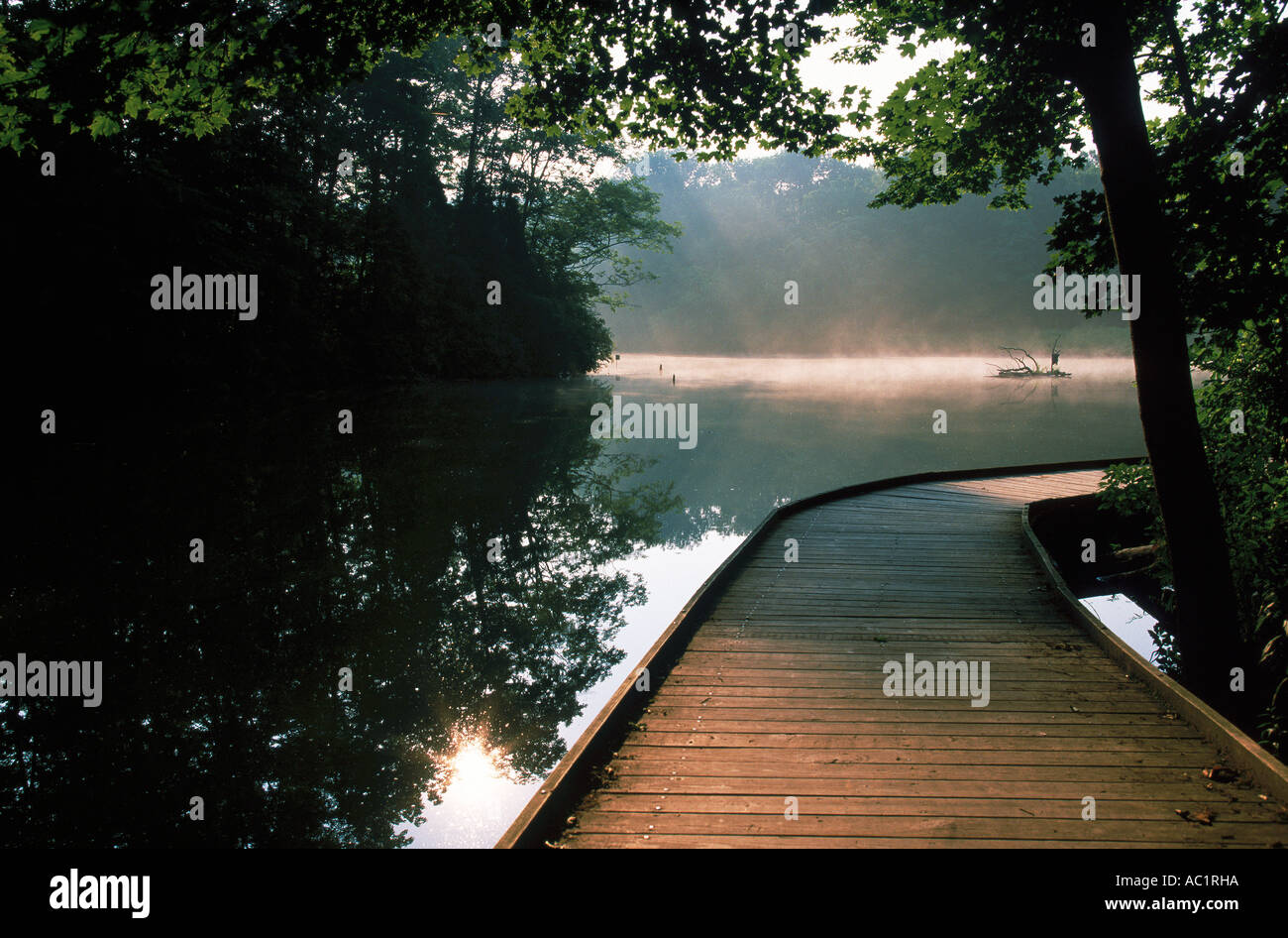 Walkway over pond in Ohio Stock Photo - Alamy