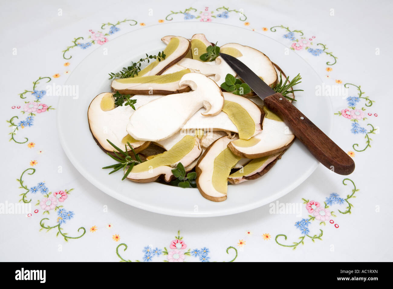 Sliced boleti on plate, close-up Stock Photo - Alamy
